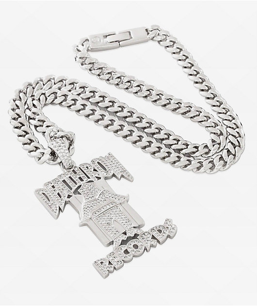 King Ice x Death Row Records OG Death Row Logo 20" Silver Chain Necklace | Zumiez